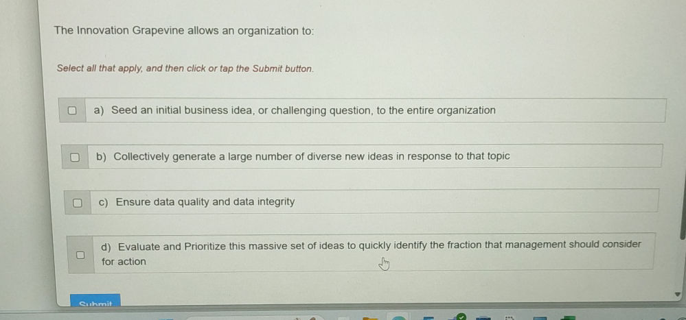 The Innovation Grapevine allows an | StudyX