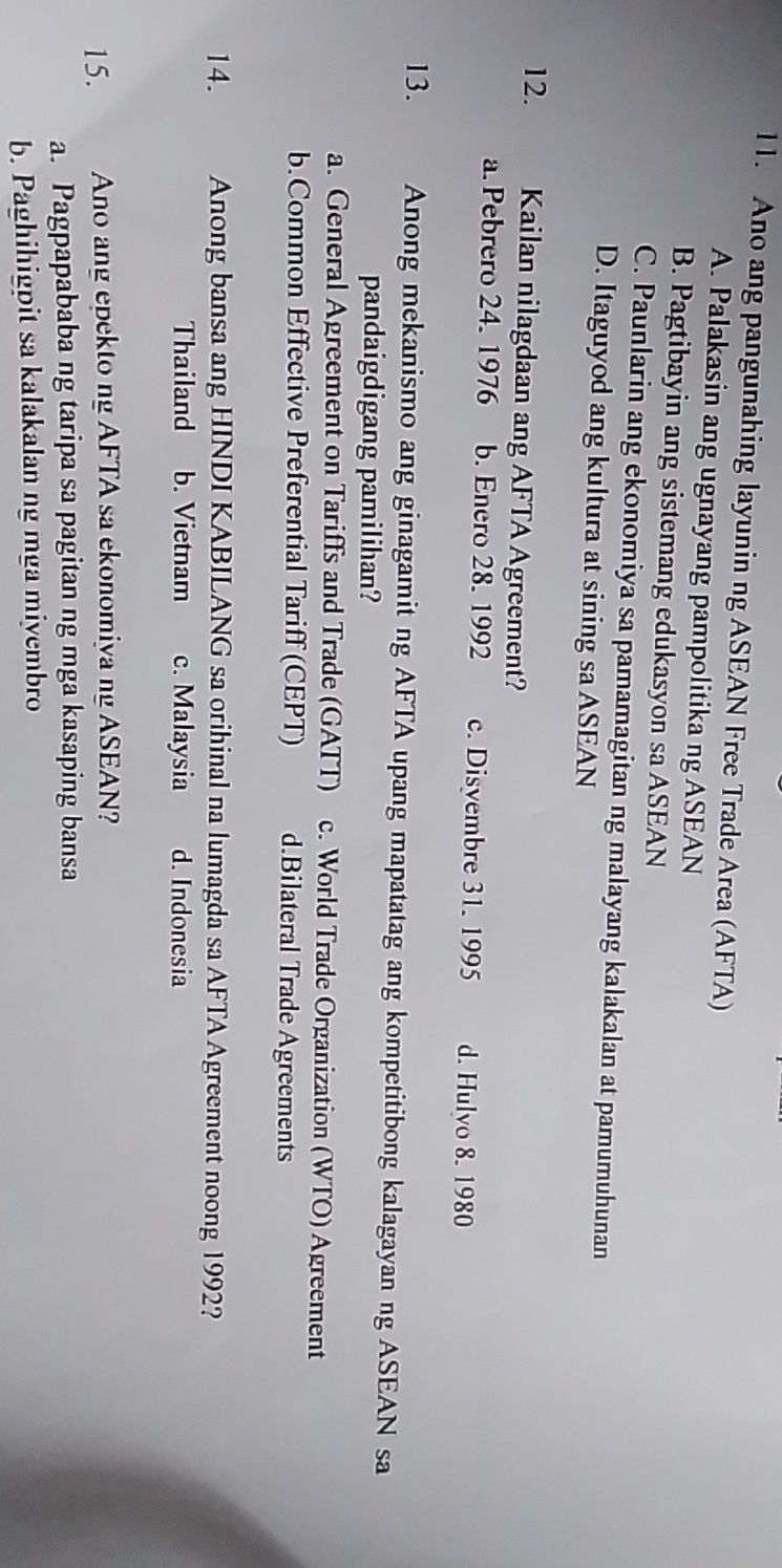 11. Ano ang pangunahing layunin ng ASEAN | StudyX