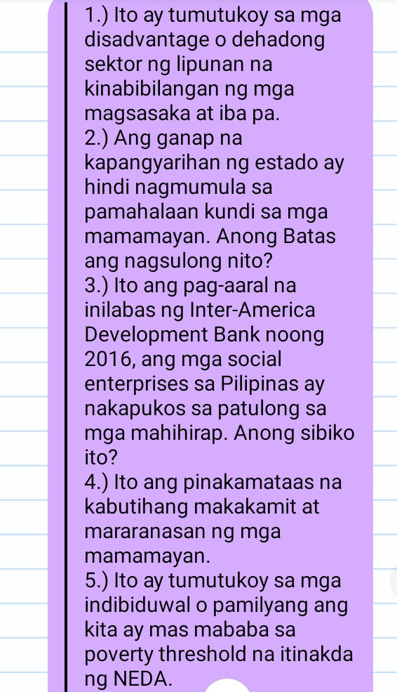 1.) Ito ay tumutukoy sa mga disadvantage o | StudyX