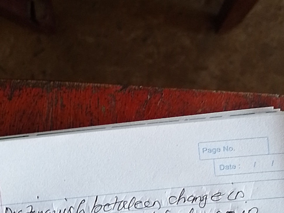 Distinguish between changes in | StudyX