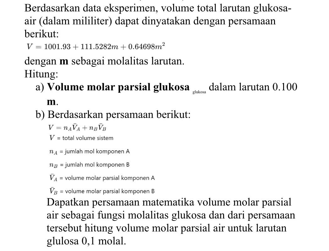 Berdasarkan data eksperimen, volume total | StudyX