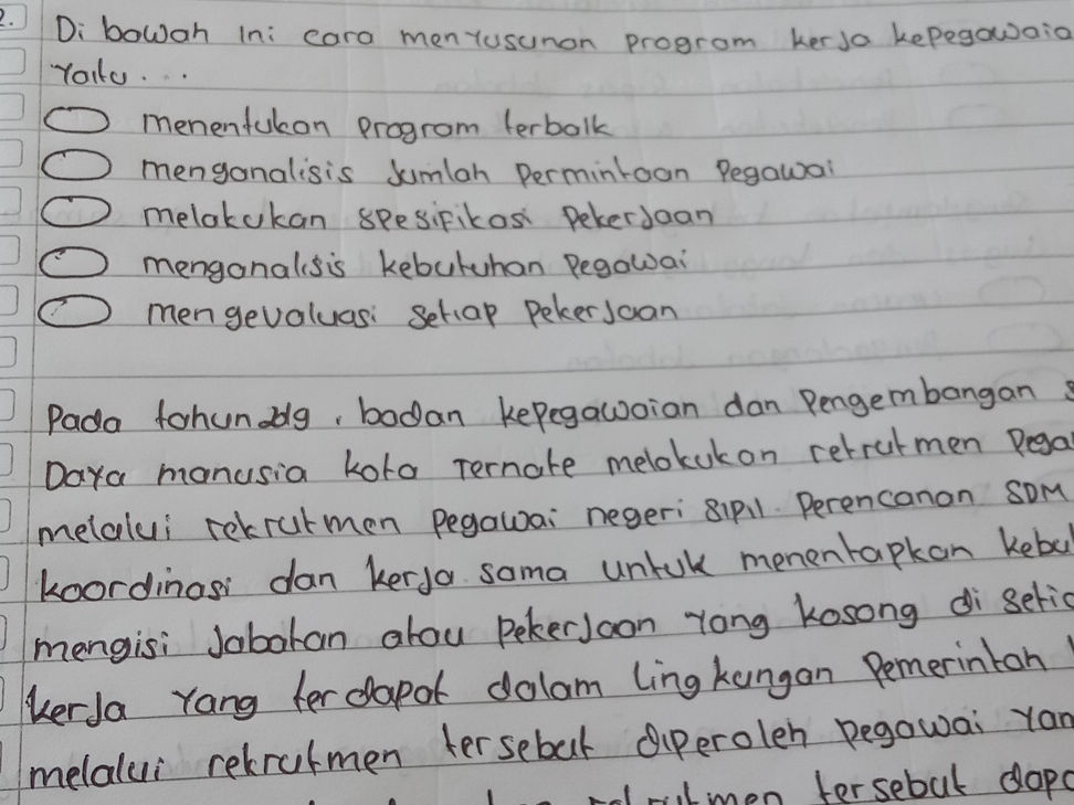 2. Di bawah ini cara menyusun program kerja | StudyX