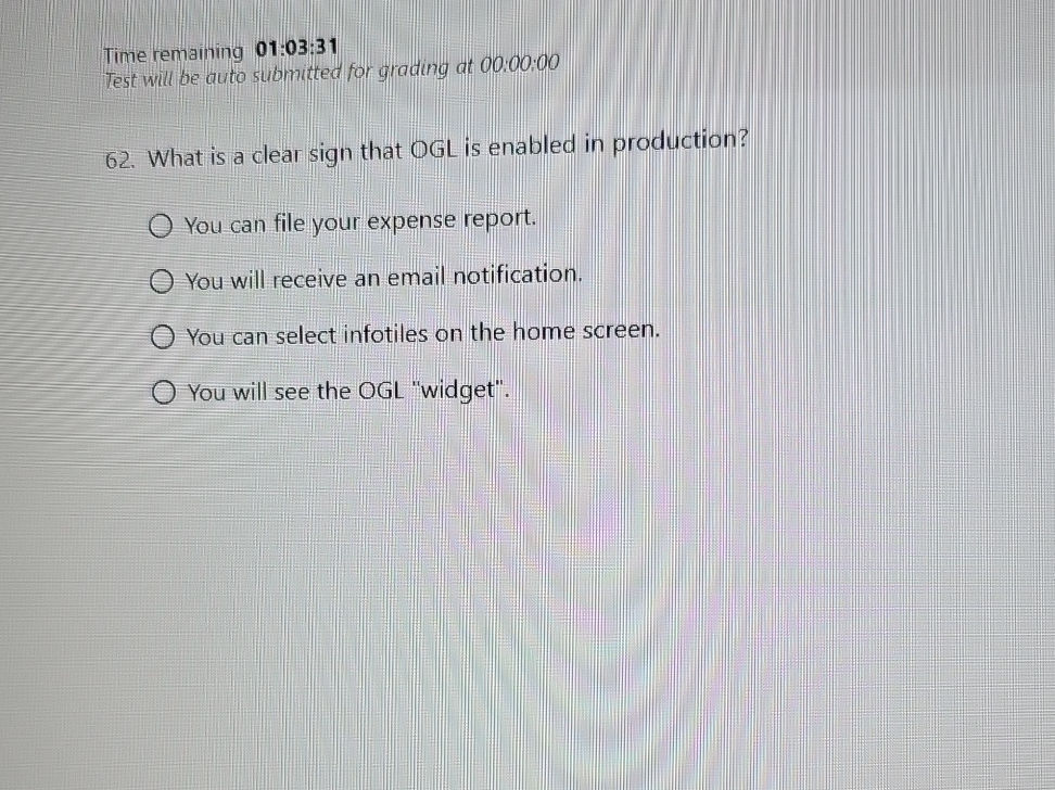 62. What is a clear sign that OGL is enabled | StudyX