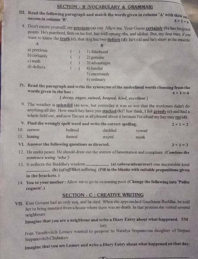 III. Read the following paragraph and match | StudyX