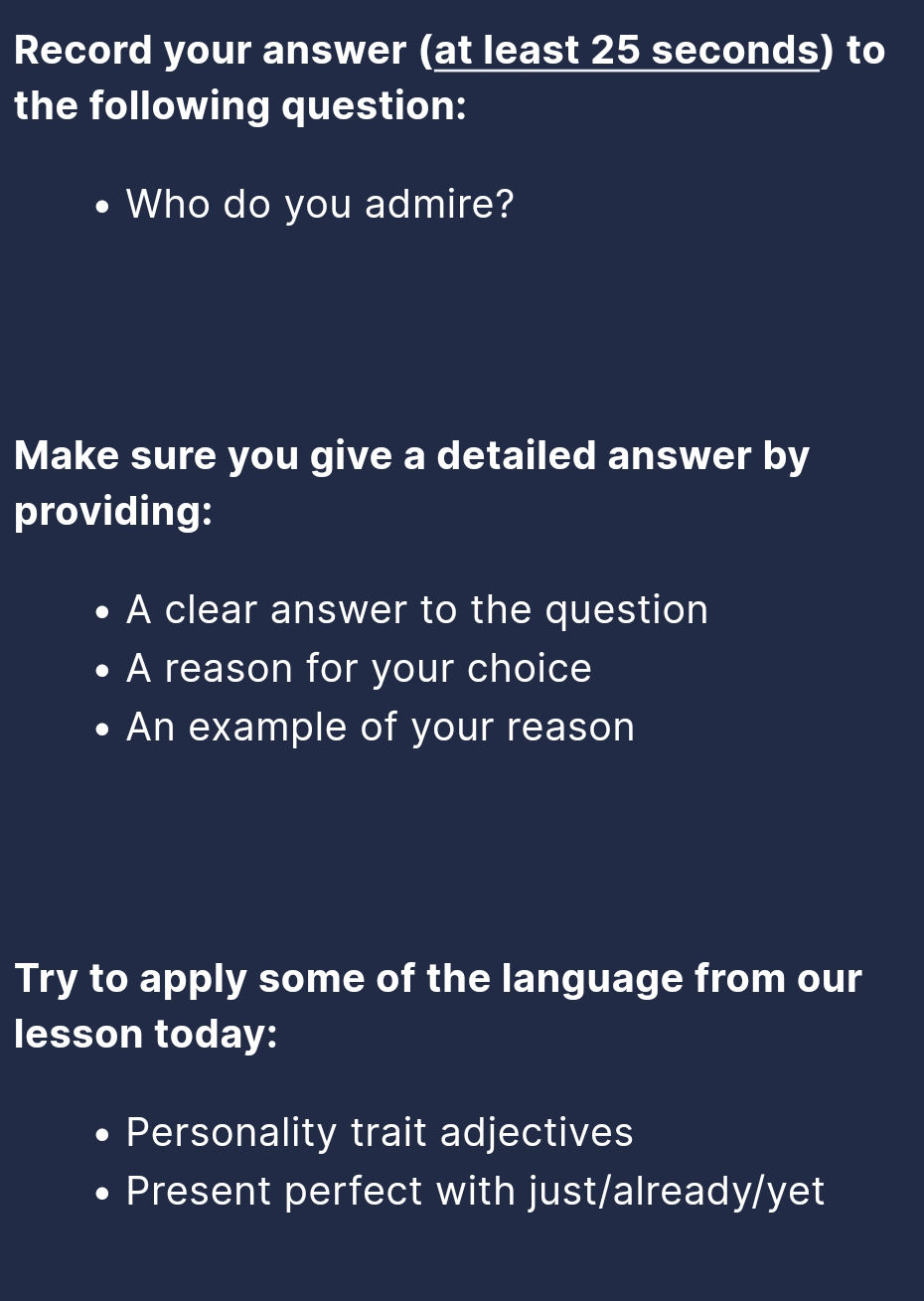 Record your answer (at least 25 seconds) to | StudyX