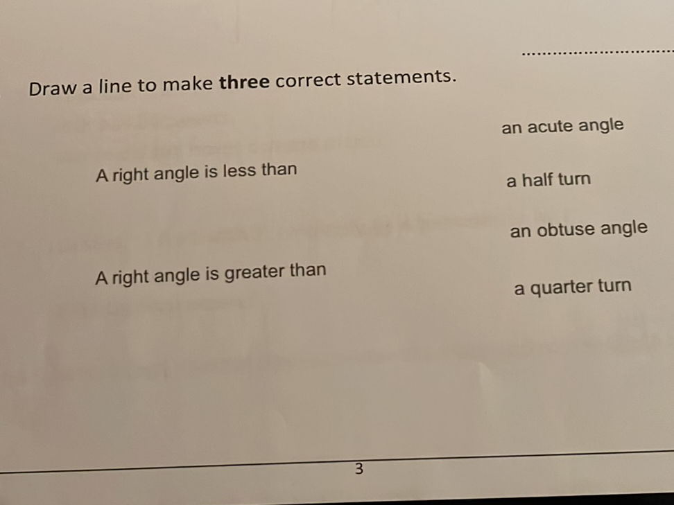 Draw a line to make three correct | StudyX