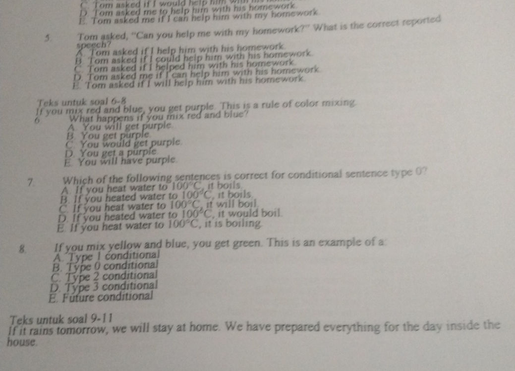 5. Tom asked, "Can you help me with my | StudyX