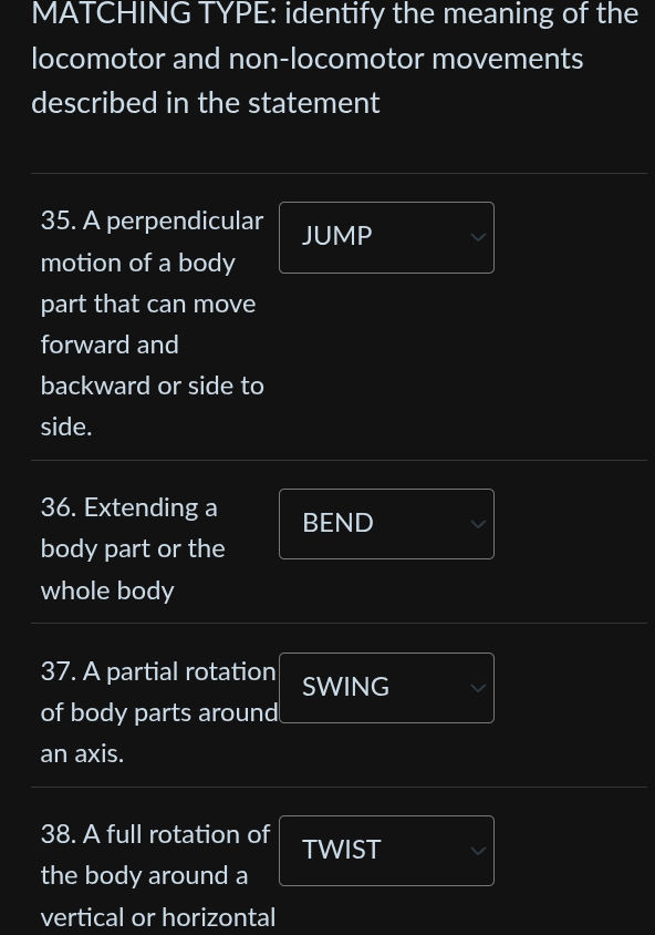 MATCHING TYPE: identify the meaning of the | StudyX