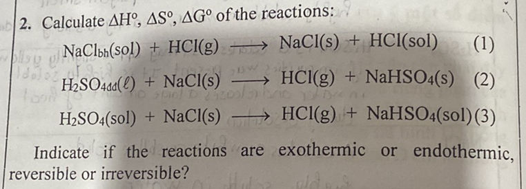 2. Calculate $ H^ $, $ S^ $, $ G^ $ of | StudyX