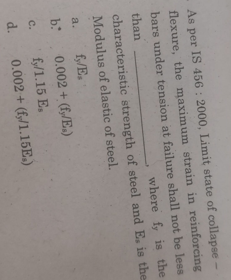 As per IS 456 : 2000, Limit state of | StudyX