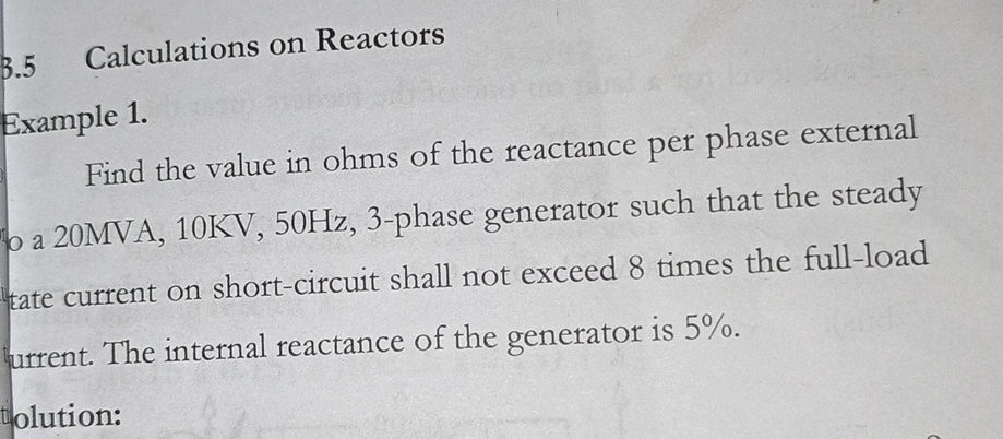 Find the value in ohms of the reactance per | StudyX