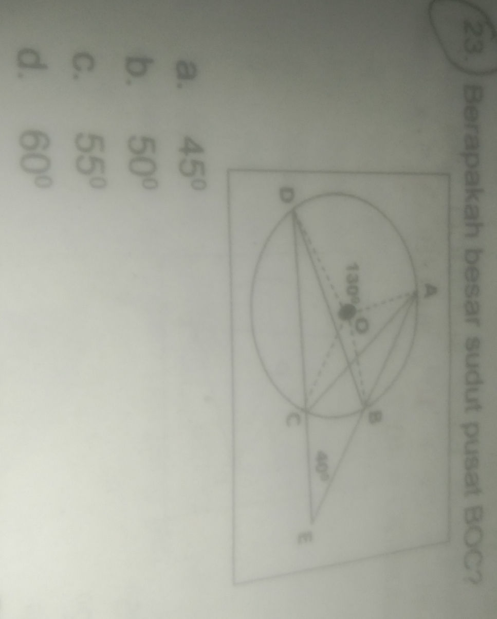 23. Berapakah besar sudut pusat BOC? a. 45° | StudyX