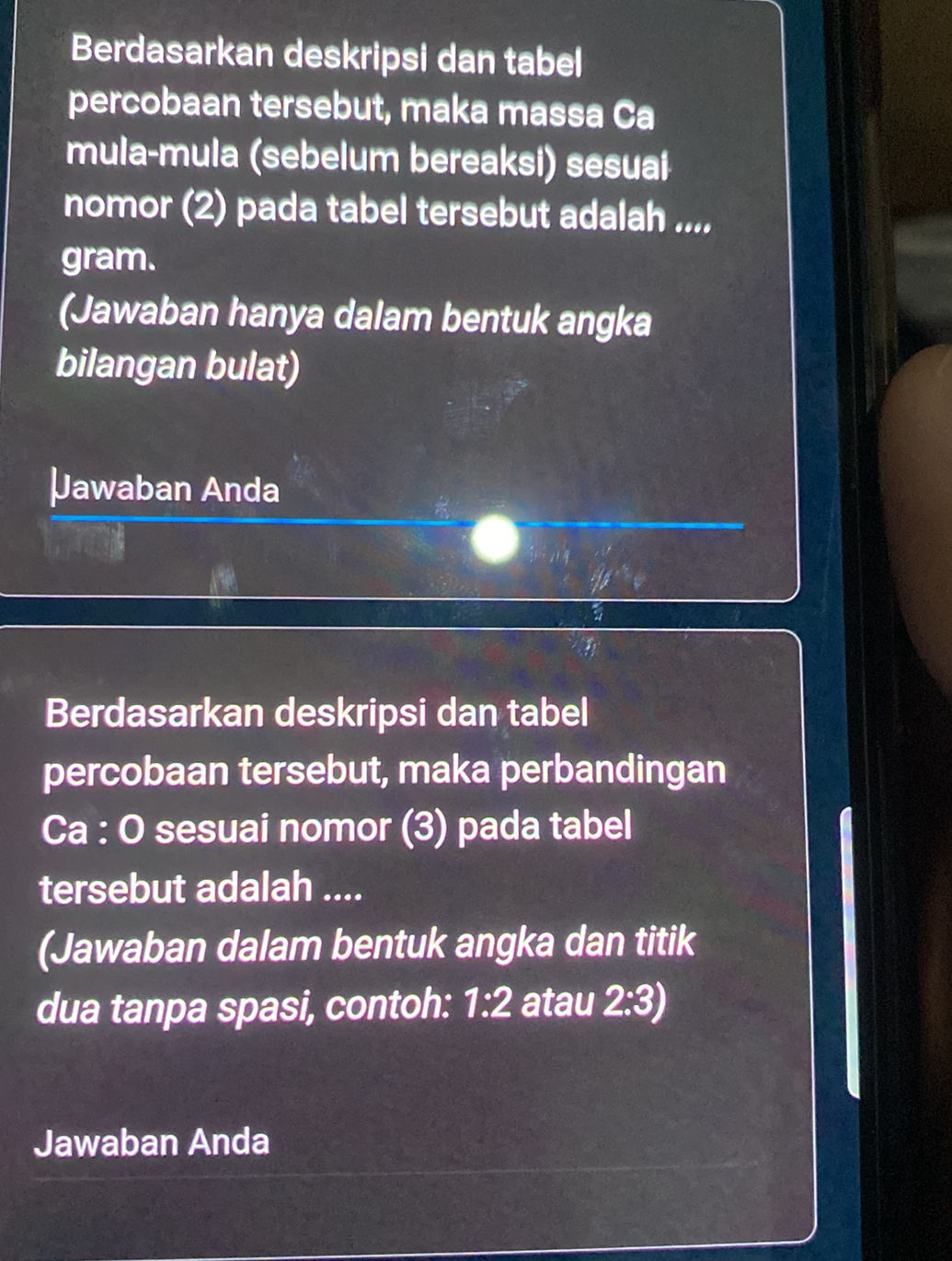 Berdasarkan deskripsi dan tabel percobaan | StudyX
