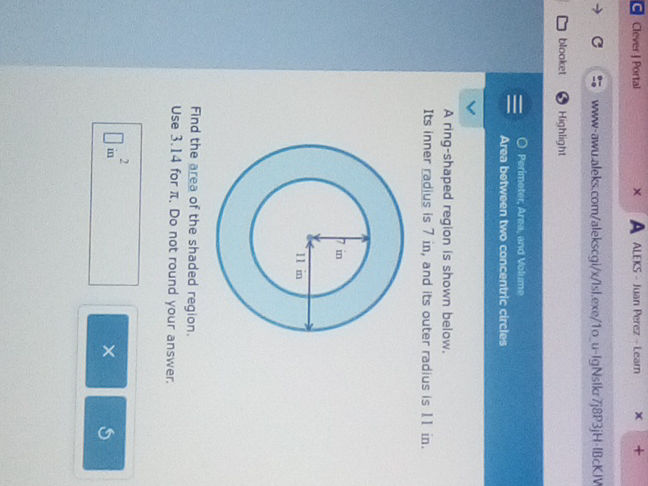 A ring-shaped region is shown below. Its | StudyX