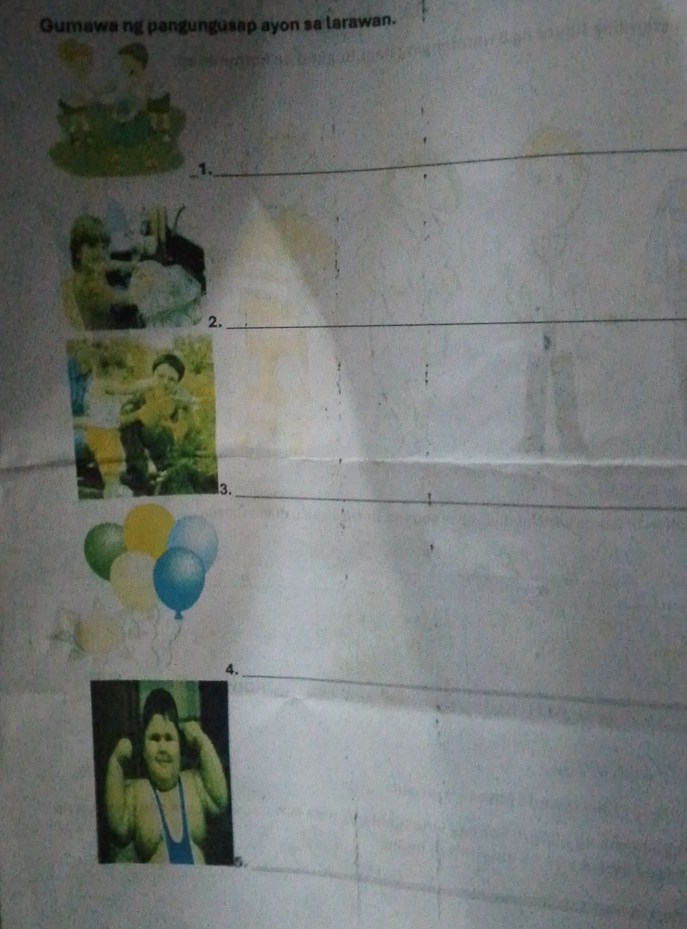 Gumawa ng pangungusap ayon sa larawan. 1. | StudyX