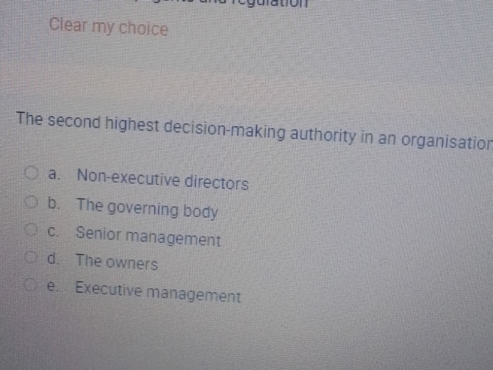 The second highest decision-making authority | StudyX