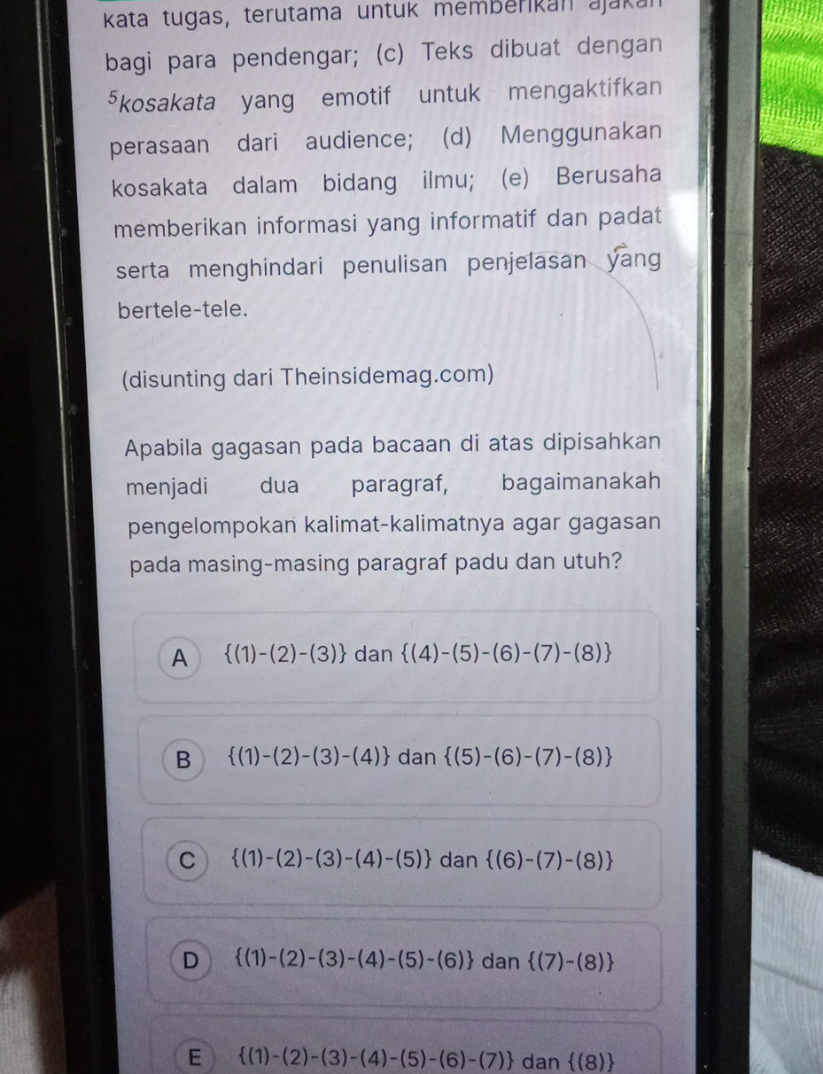 Apabila gagasan pada bacaan di atas | StudyX