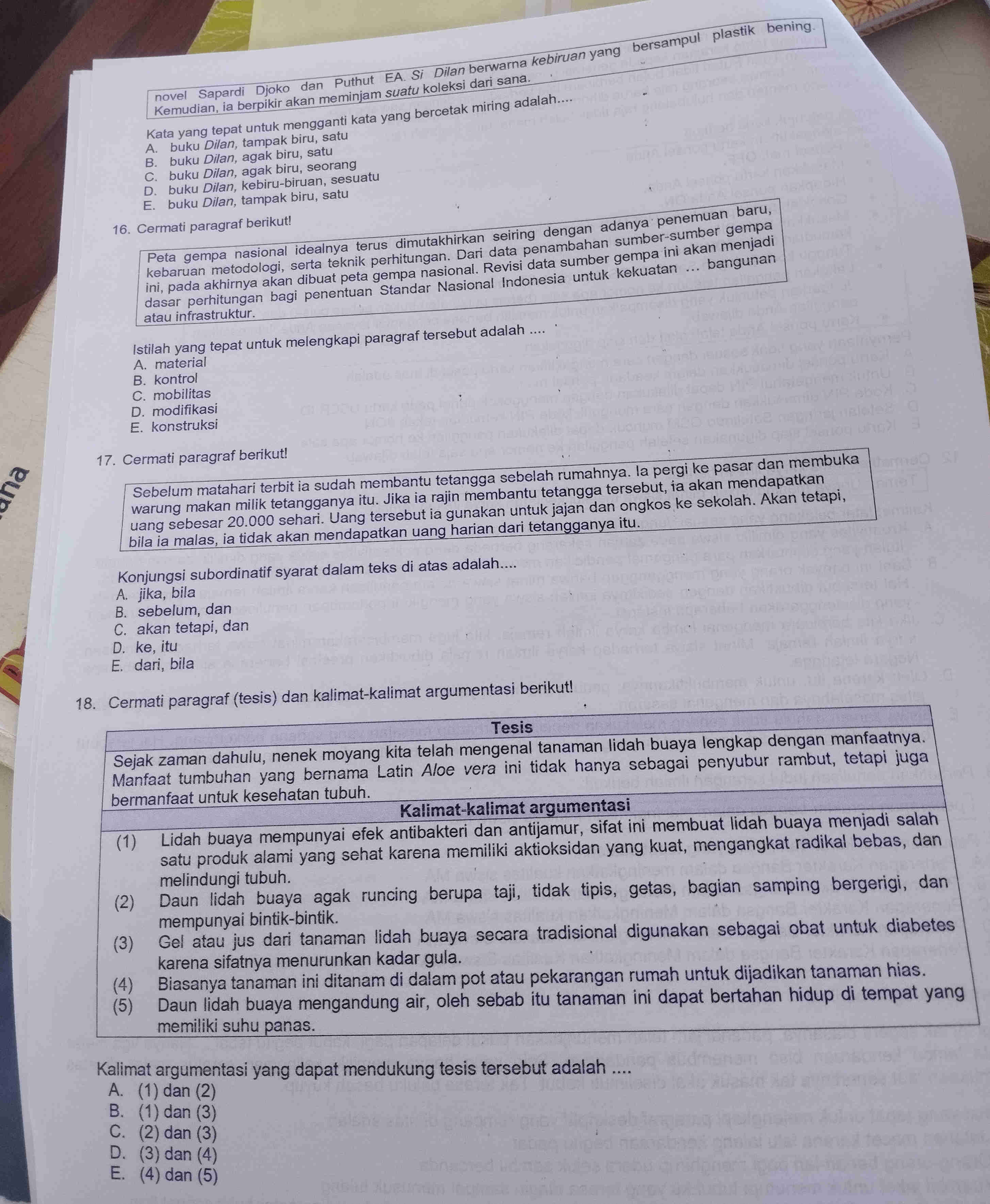 15. Kata yang tepat untuk mengganti kata | StudyX