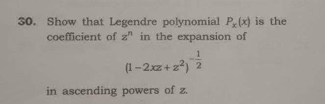 30. Show that Legendre polynomial $P_x(x)$ | StudyX