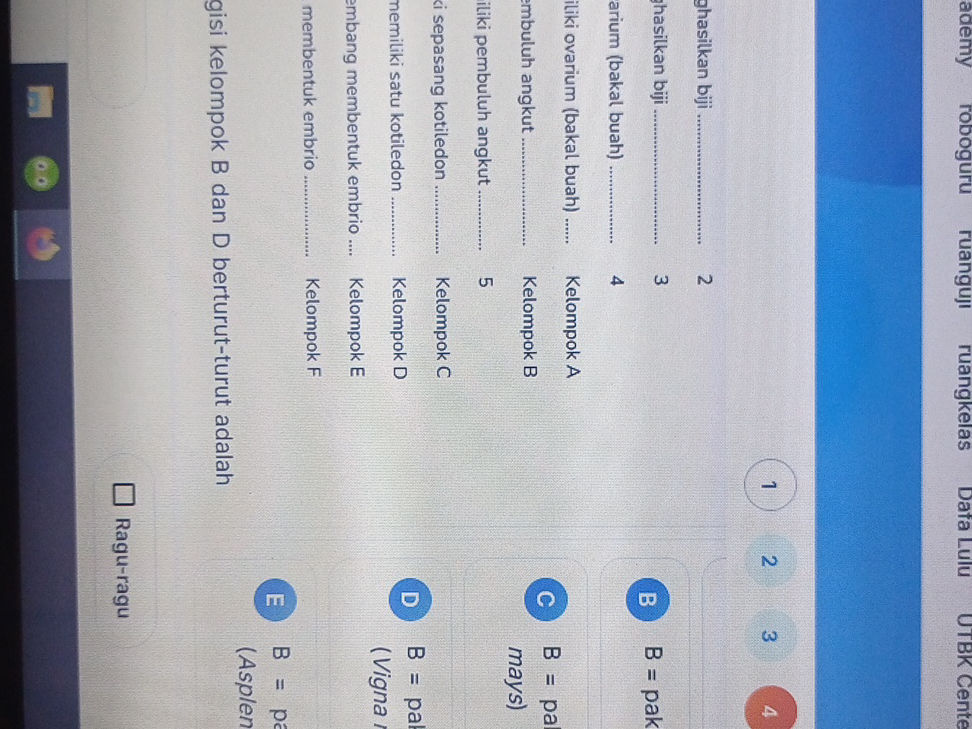 gisi kelompok B dan D berturut-turut adalah | StudyX
