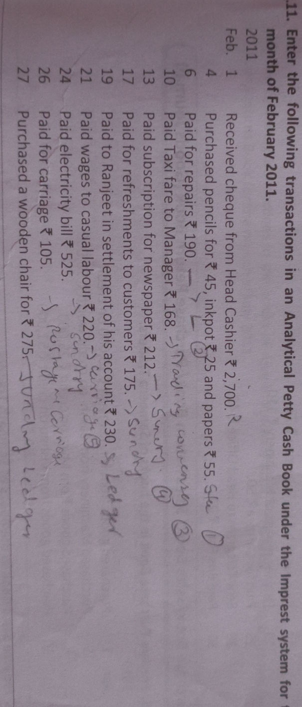 11. Enter the following transactions in an | StudyX