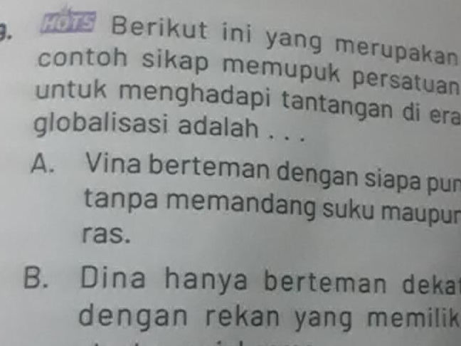 3. Berikut ini yang merupakan contoh sikap | StudyX
