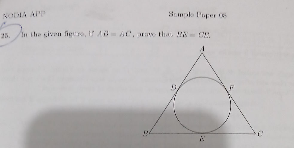 In the given figure, if $AB = AC$, prove | StudyX