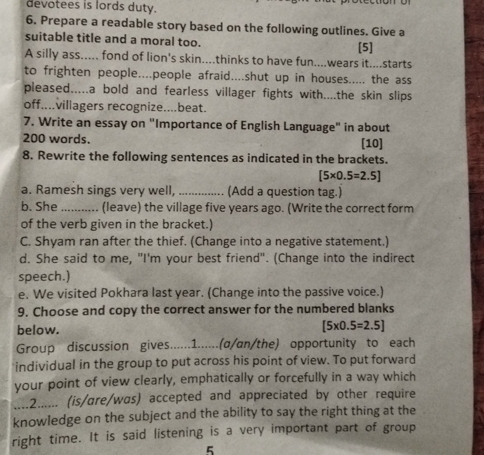 6. Prepare a readable story based on the | StudyX