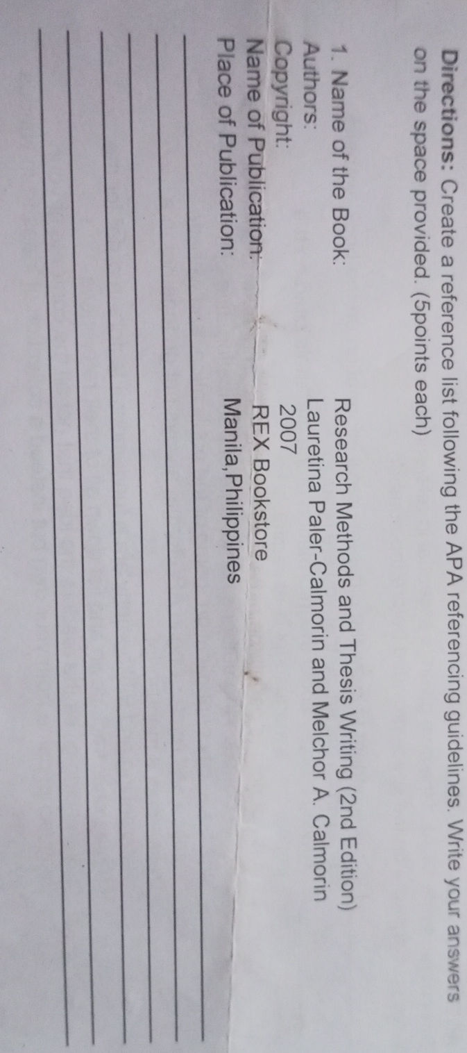 Directions: Create a reference list | StudyX