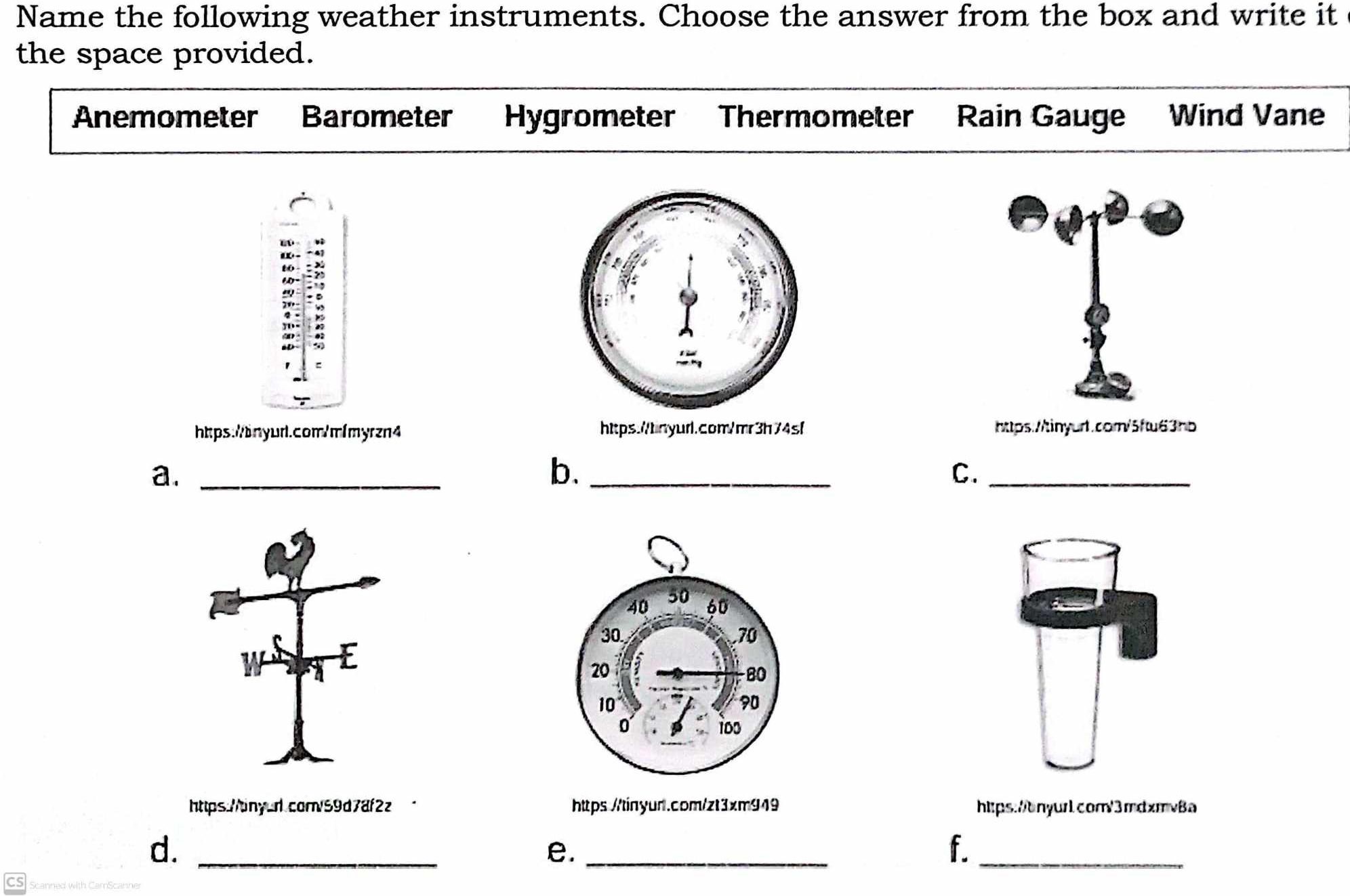 Name the following weather instruments. | StudyX