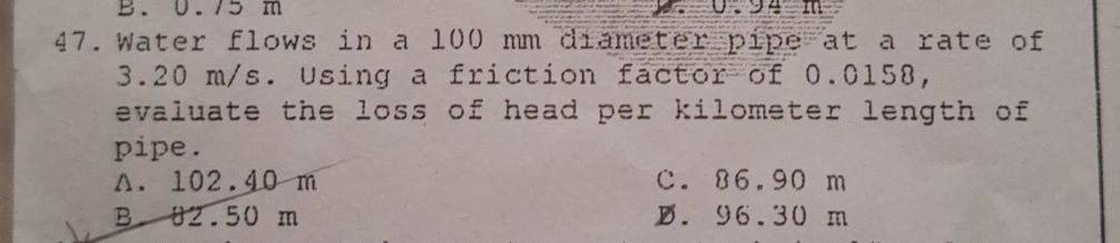47. Water flows in a 100 mm diameter pipe at | StudyX