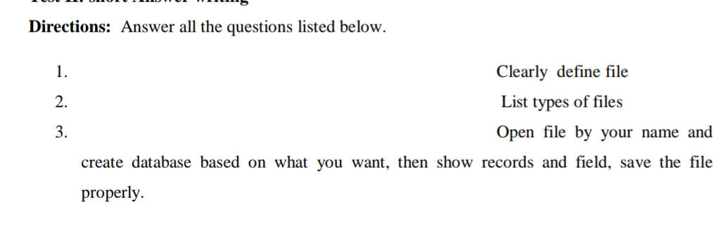 Directions: Answer all the questions listed | StudyX