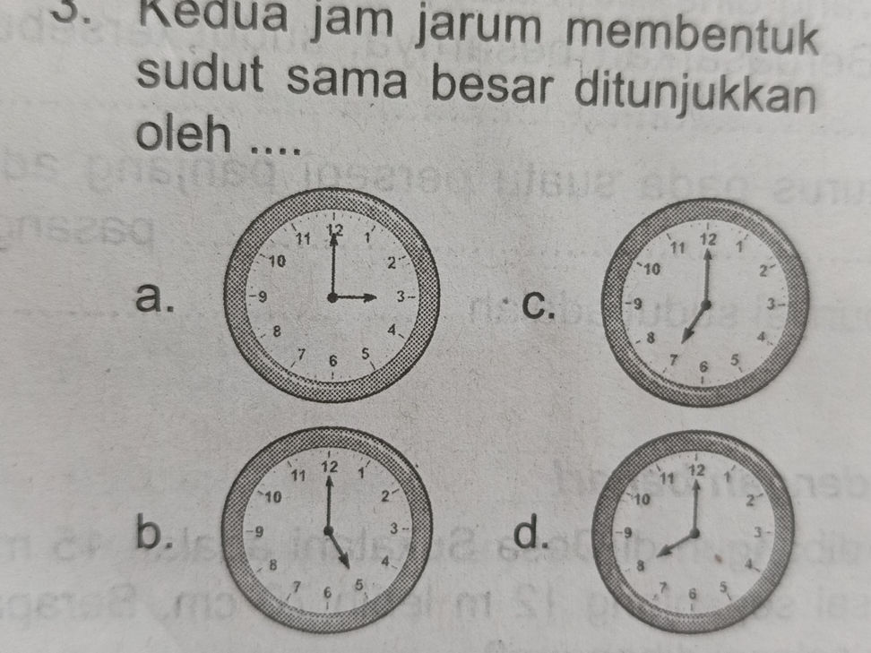 3. Kedua jam jarum membentuk sudut sama | StudyX