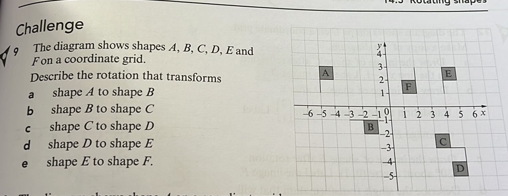 The diagram shows shapes A, B, C, D, E and F | StudyX