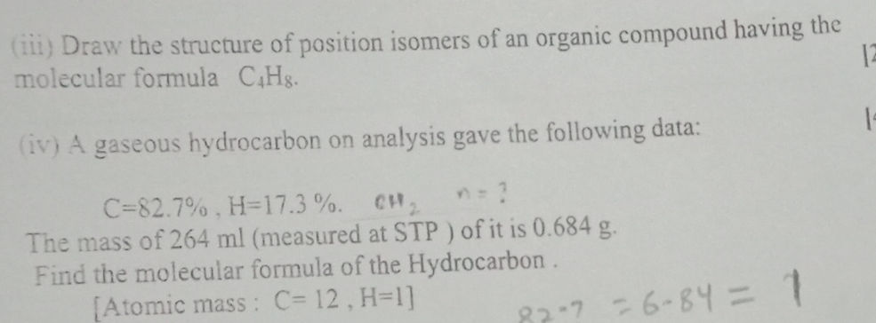 (iii) Draw the structure of position isomers | StudyX