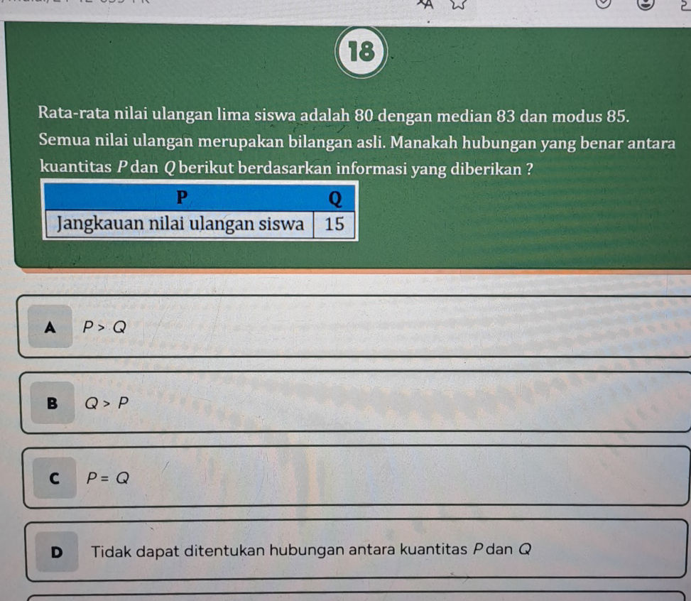Rata-rata nilai ulangan lima siswa adalah 80 | StudyX