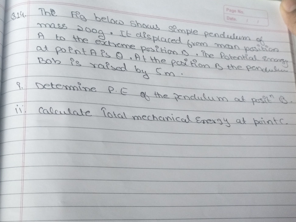 14. The Fig below shows simple pendulum of | StudyX