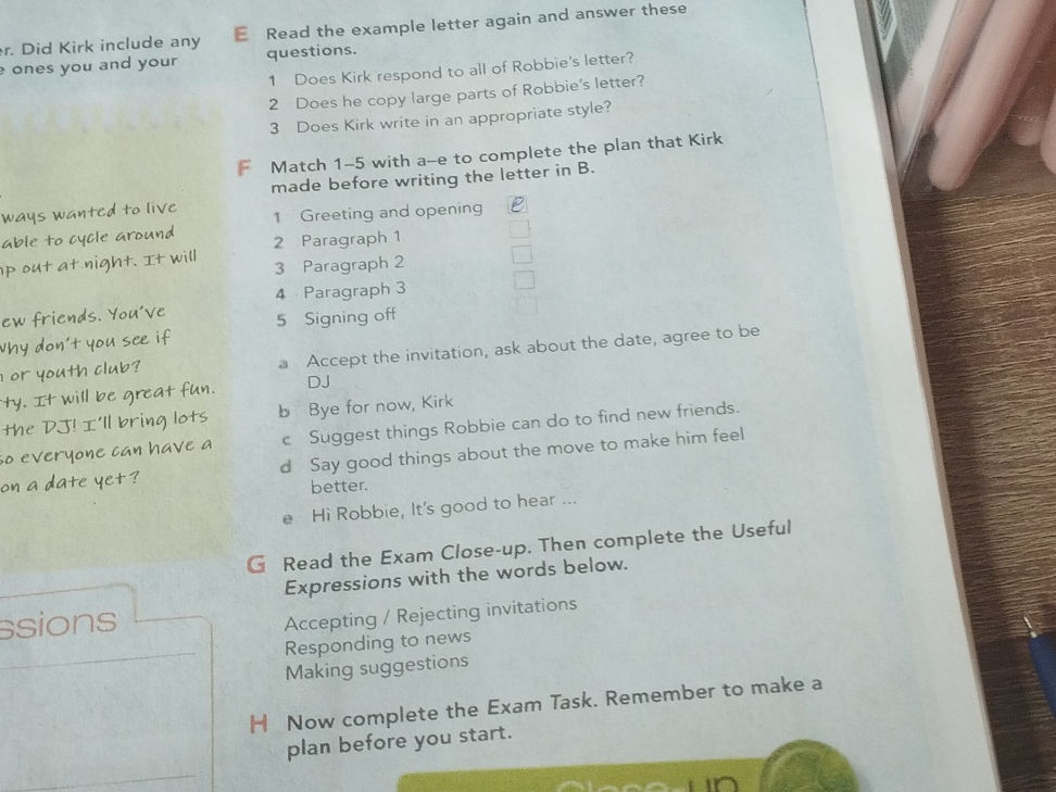 E Read the example letter again and answer | StudyX