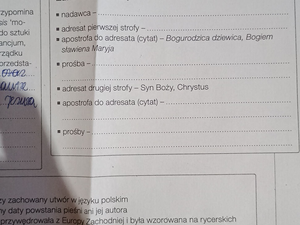 nadawca - adresat pierwszej strofy - | StudyX