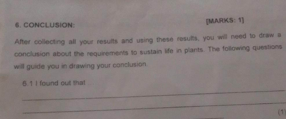 6. CONCLUSION: [MARKS: 1] After collecting | StudyX