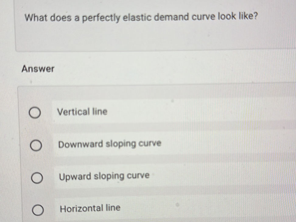What does a perfectly elastic demand curve | StudyX