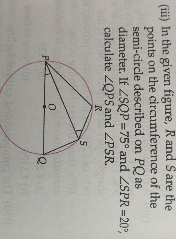 (iii) In the given figure, R and S are the | StudyX