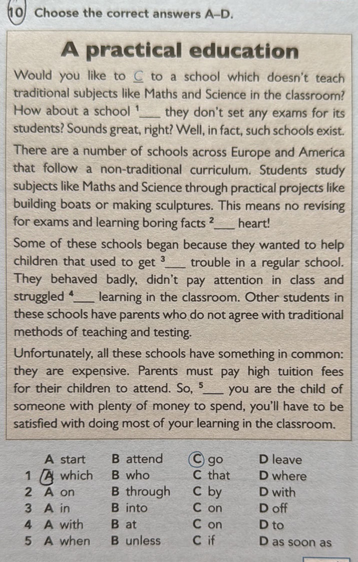 Choose the correct answers A-D. A practical | StudyX