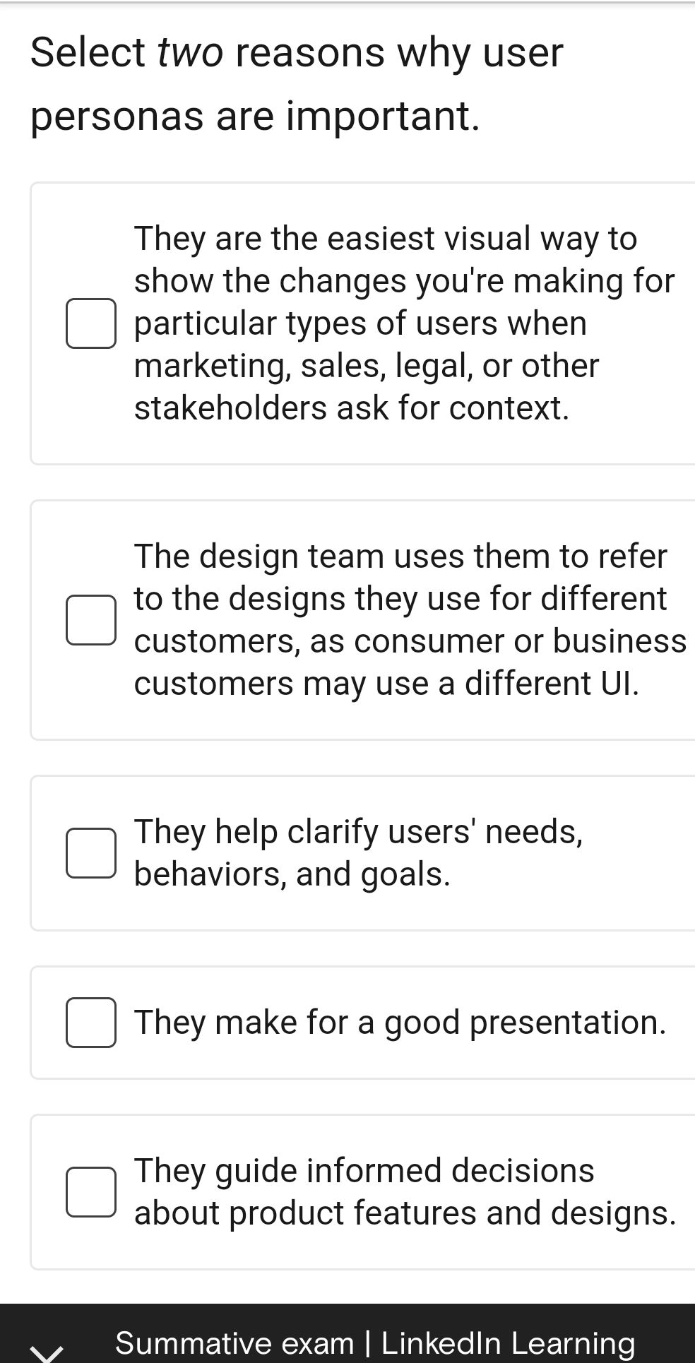 Select two reasons why user personas are