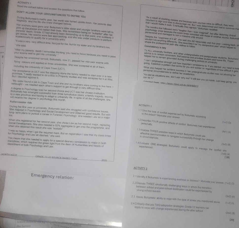 ACTIVITY 1 Read the extract below and answer | StudyX