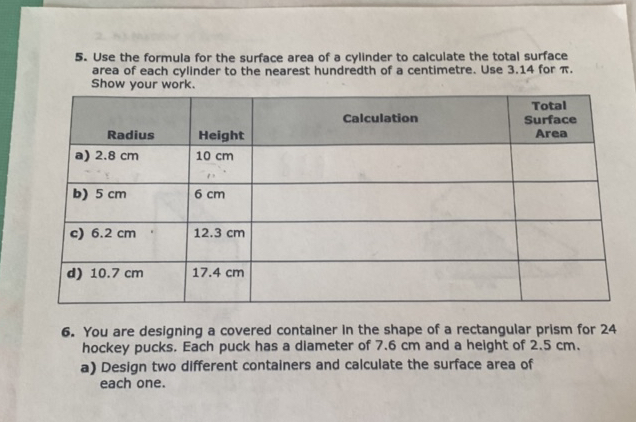 5. Use the formula for the surface area of a | StudyX
