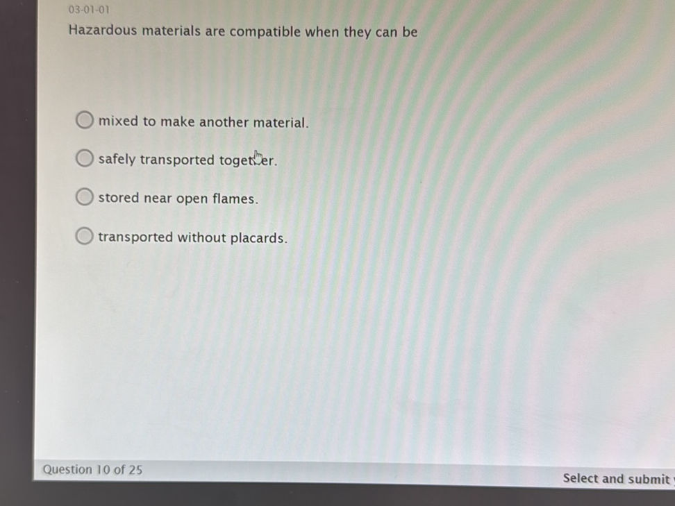 Hazardous materials are compatible when they