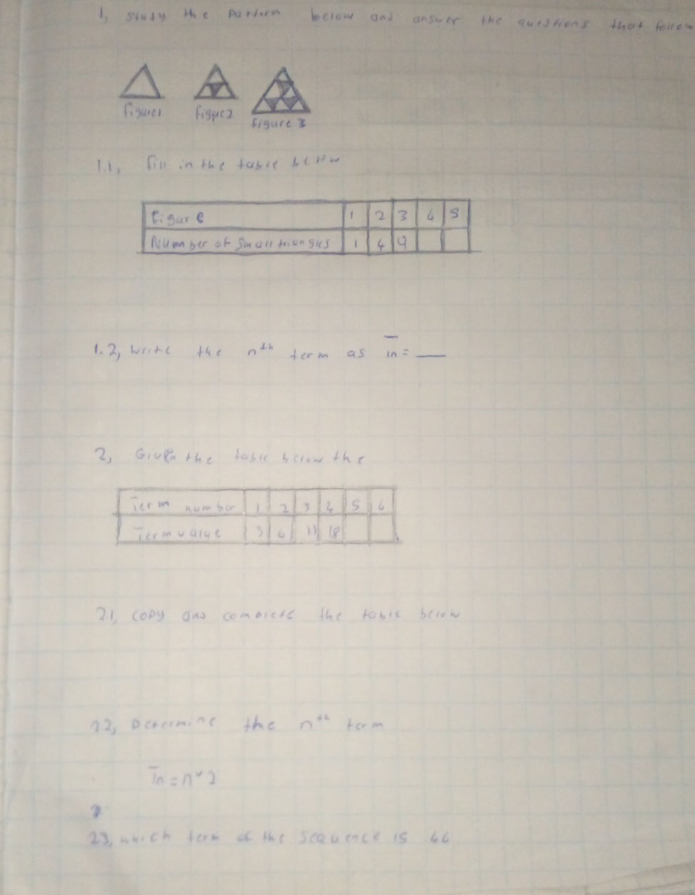1. Study the pattern below and answer the | StudyX