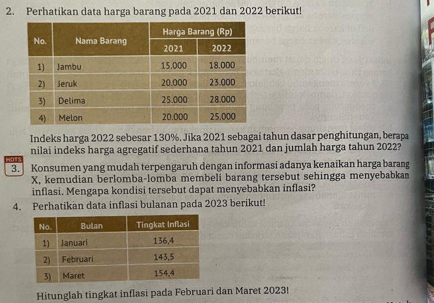 2. Perhatikan data harga barang pada 2021 | StudyX