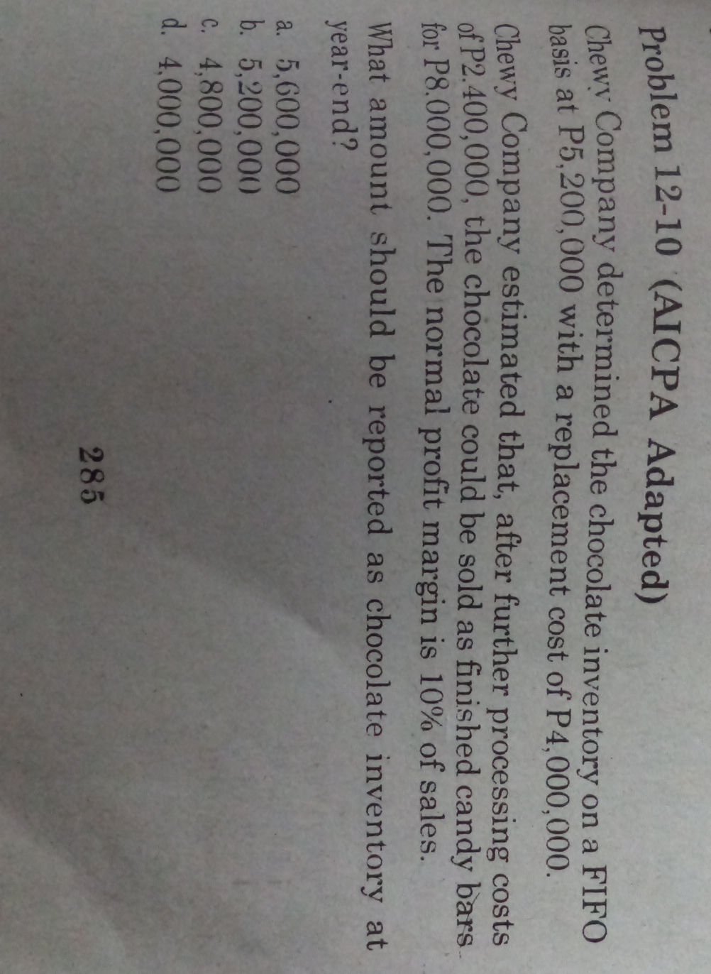 Problem 12-10 (AICPA Adapted) Chewy Company | StudyX